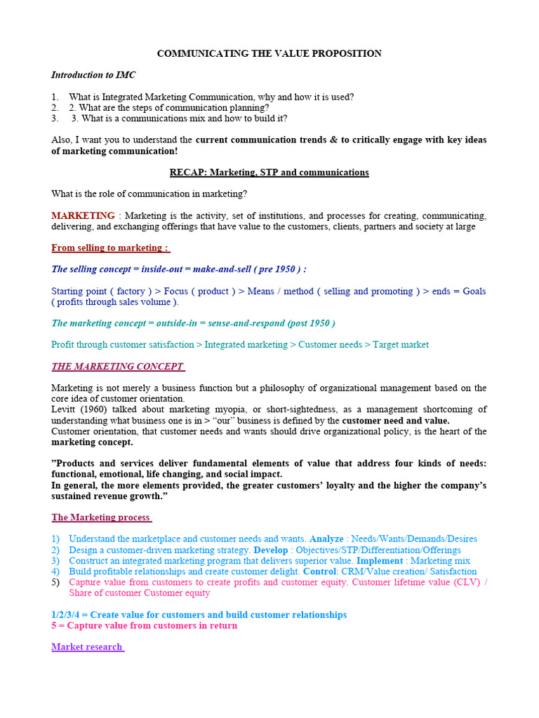 Communicating Value Prop | PDF | Marketing | Market Segmentation