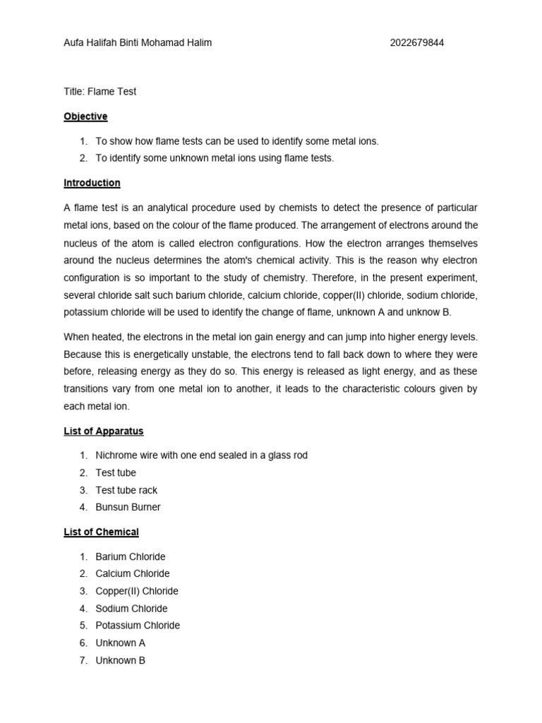 CHM Lab Report | PDF