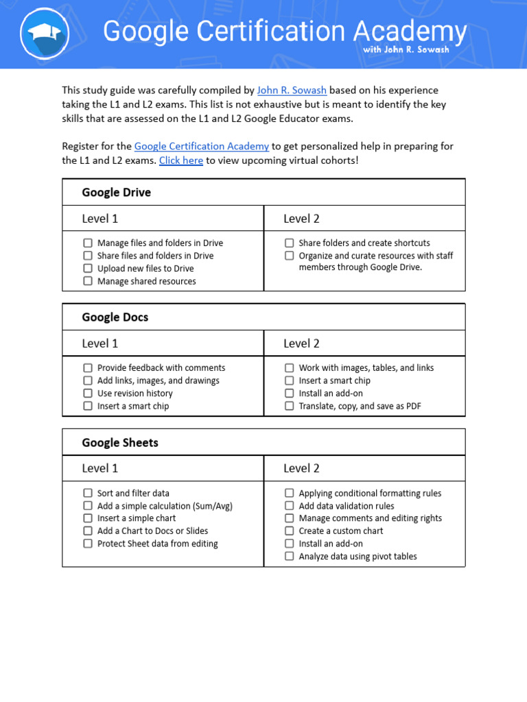 Google Certification Study Guide (January 2023) | PDF | You Tube | Gmail