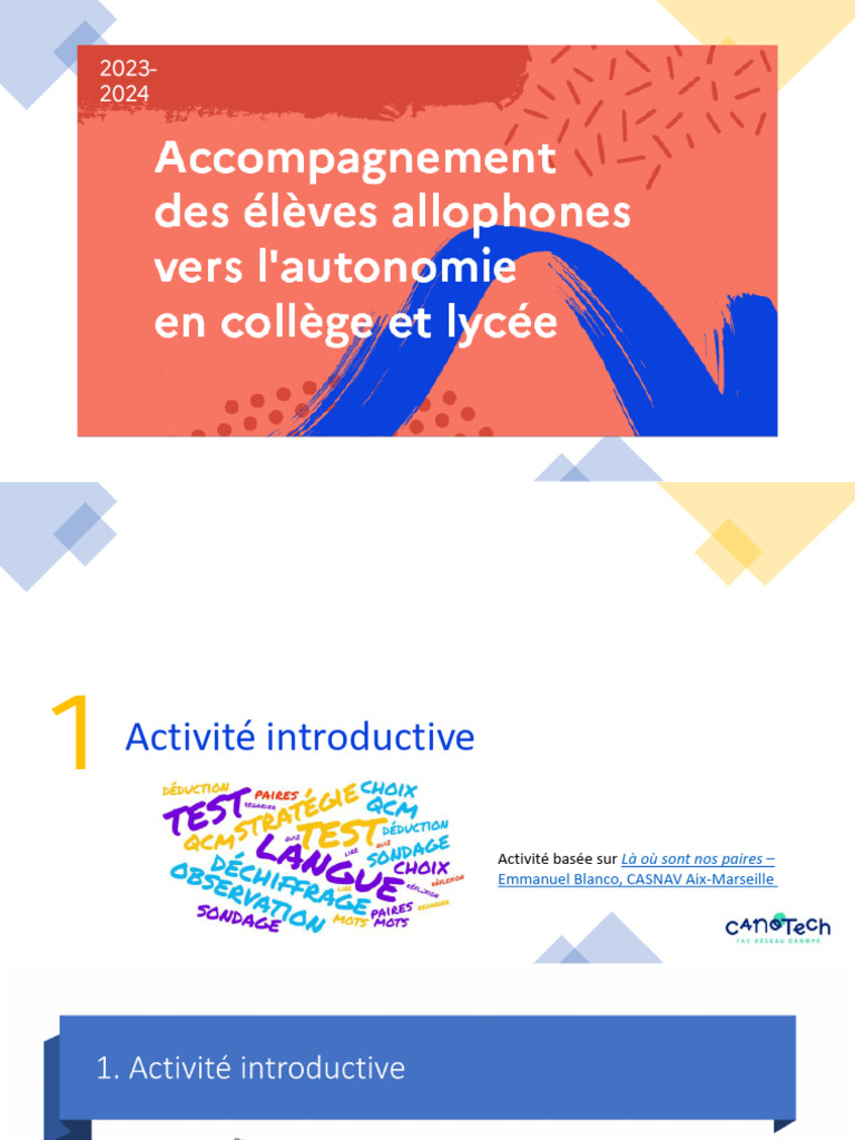 Autonomie des élèves allophones en classe | PDF