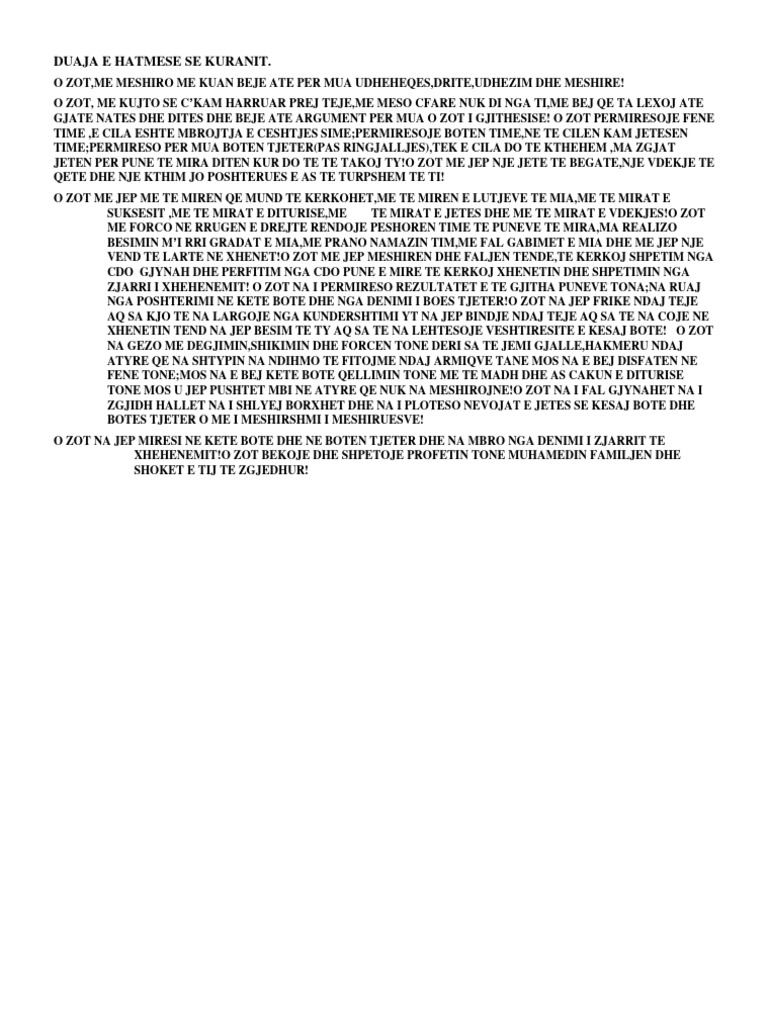 Duaja e Hatmese Se Kuranit | PDF