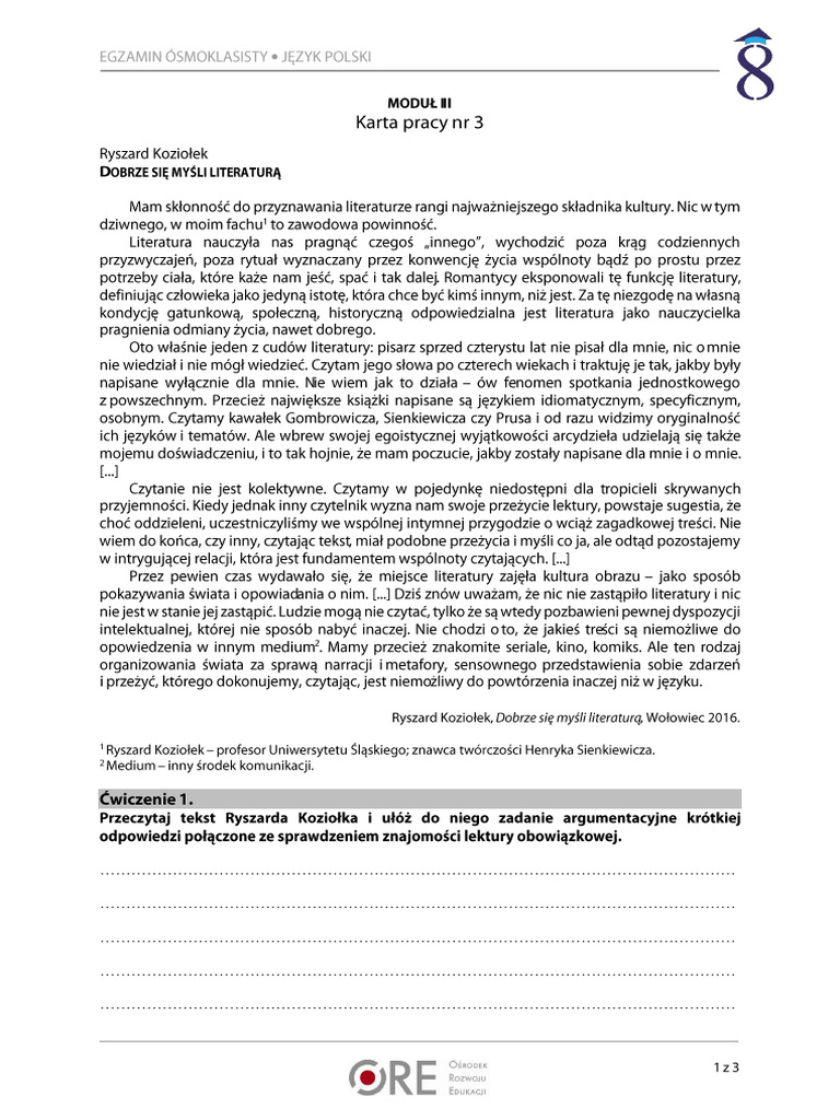 Jezyk Polski Modul 3 Karta Pracy NR 3 | PDF