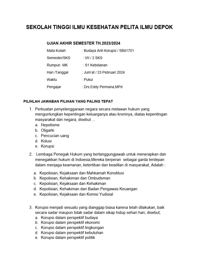 Uas Pbak 2024 | PDF