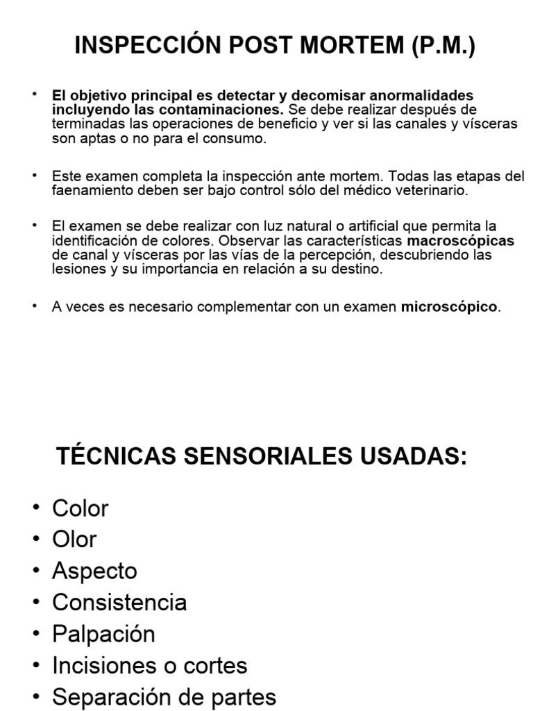 Inspeccion Post Mortem (Para Modificar) | PDF | Matadero | Especialidades Medicas