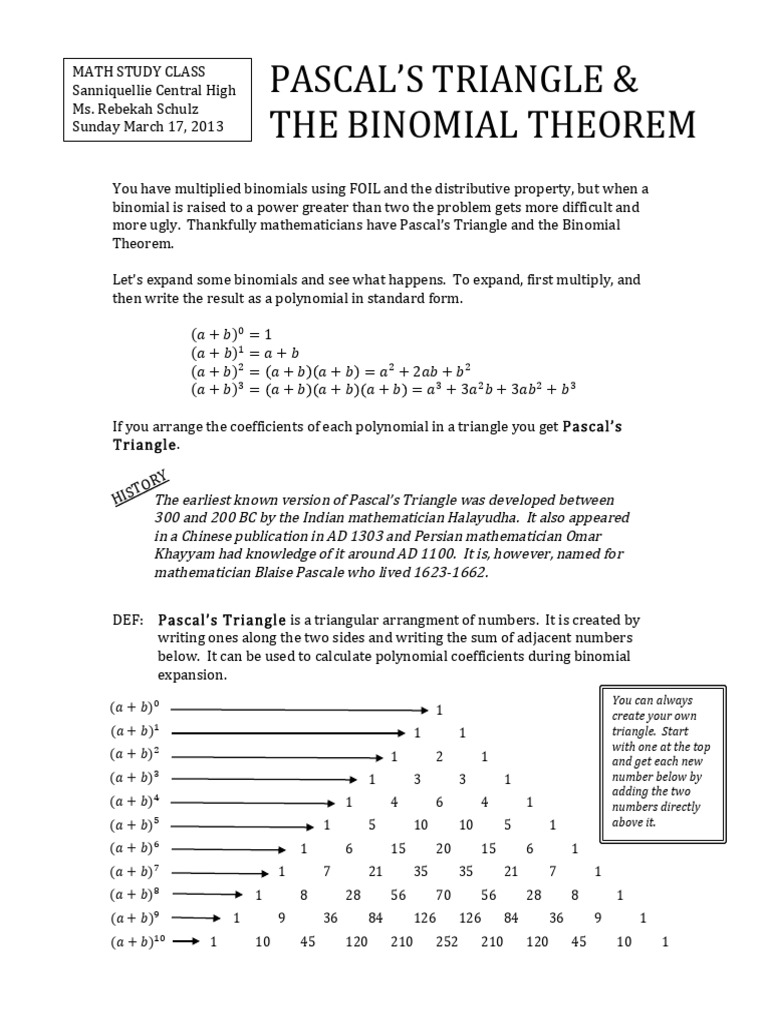 1 Binomial Expansion | PDF | Elementary Mathematics | Algebra