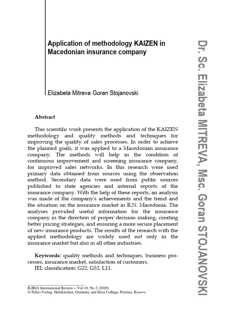 Kaizen in Insurance | Download Free PDF | Sales | Insurance