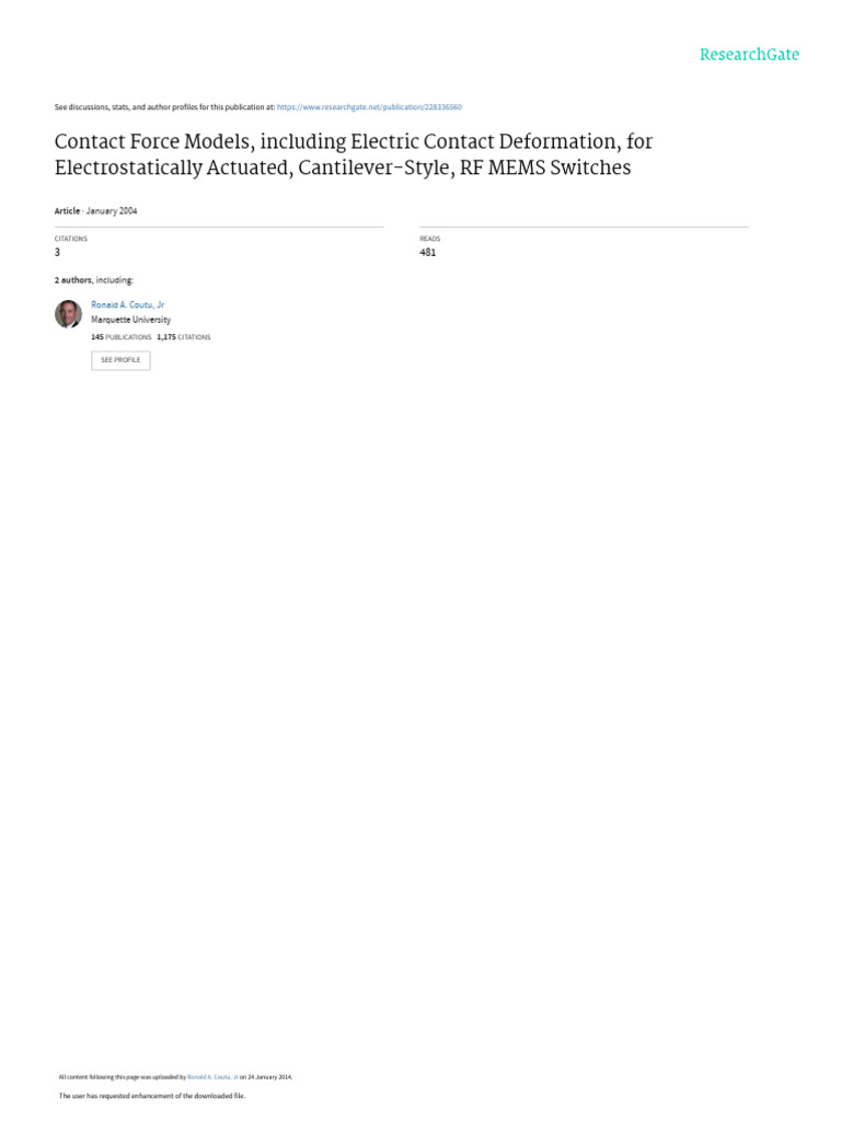Contact Force Models Including Electric Contact de | PDF | Deformation ...