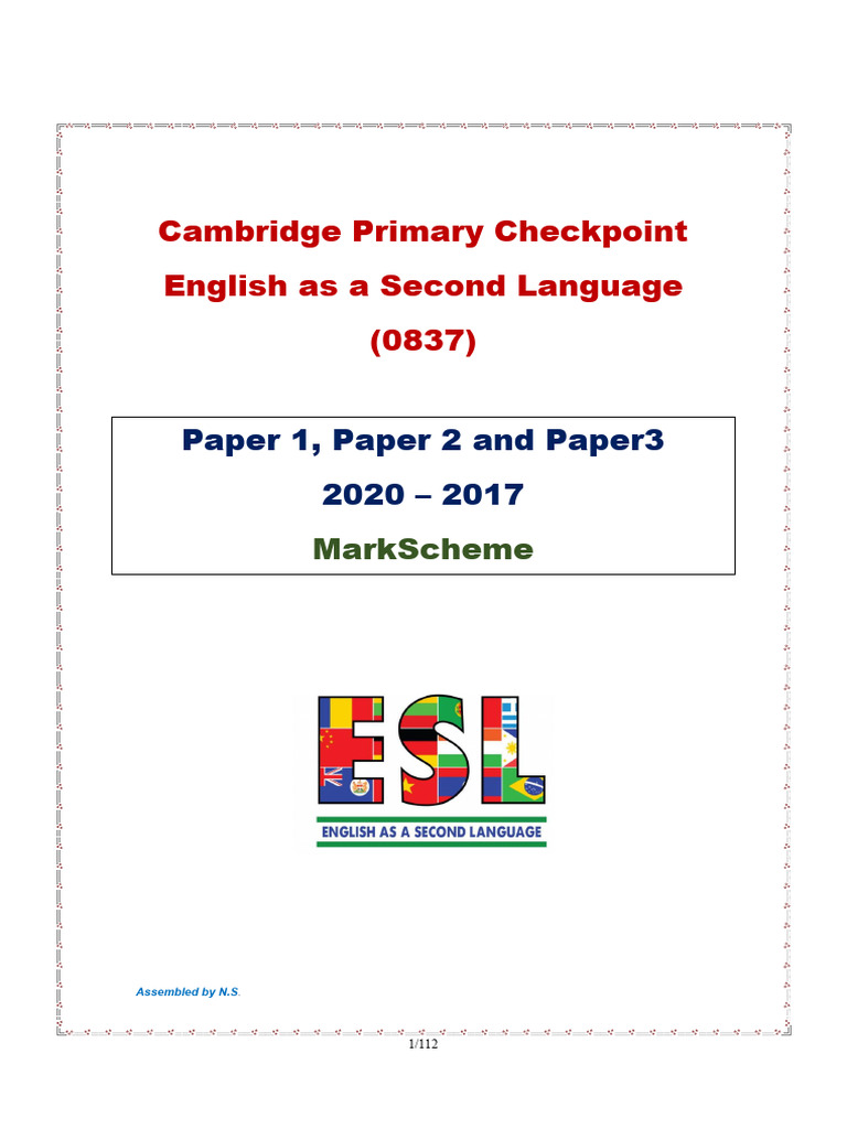 Cambridge ESL Checkpoint Mark Scheme | PDF | English As A Second Or ...