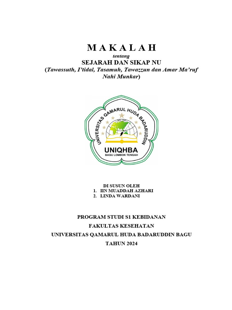 Makalah Makalah Sejarah Dan Sikap NU (Tawasuth, I'tidal, Tasamuh ...