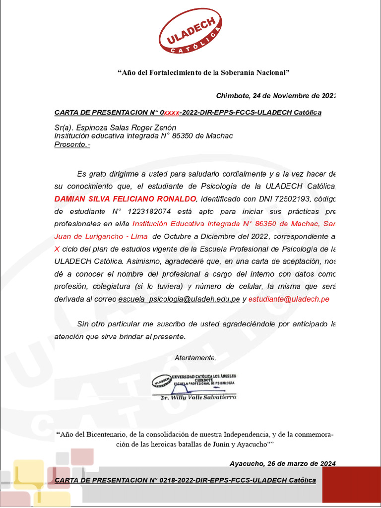 Cartas de Pres 2022 03 B | PDF | Sicología | Universidades y colegios