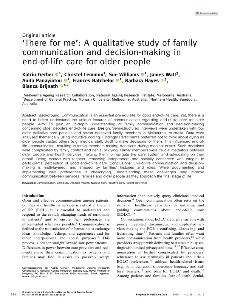 Family Communication in End-of-Life Care | PDF | End Of Life Care ...