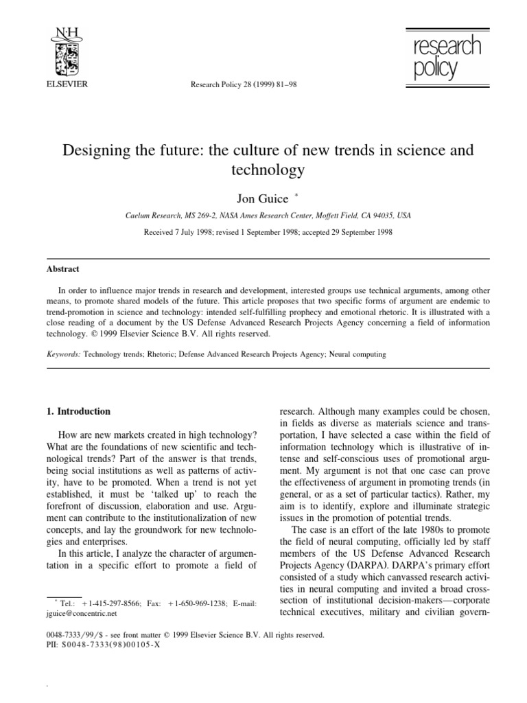 Design The Future The Culture of New Trends in Science and Technology ...