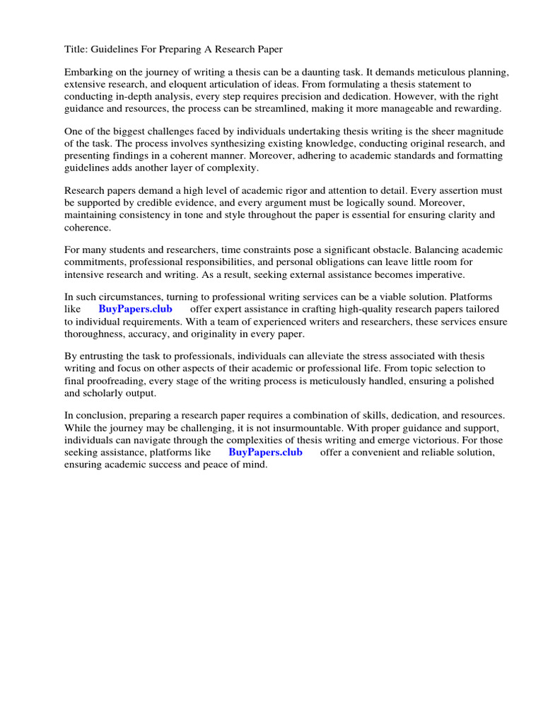 Guidelines For Preparing A Research Paper | PDF | Essays | Thesis Guidelines For Preparing A Research Paper | PDF | Essays | Thesis