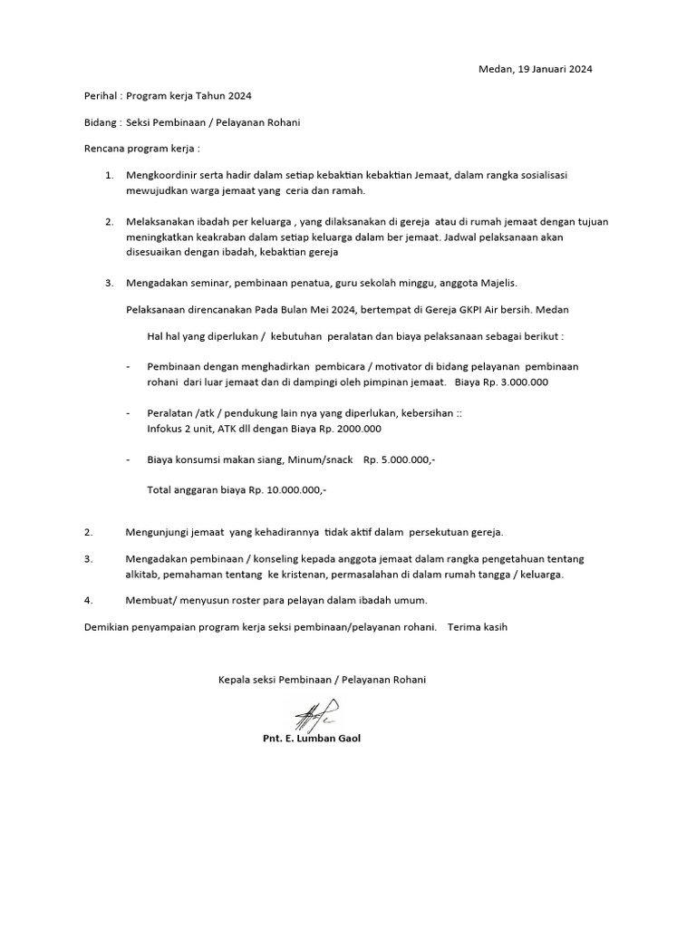 Program Kerja 2024 | PDF