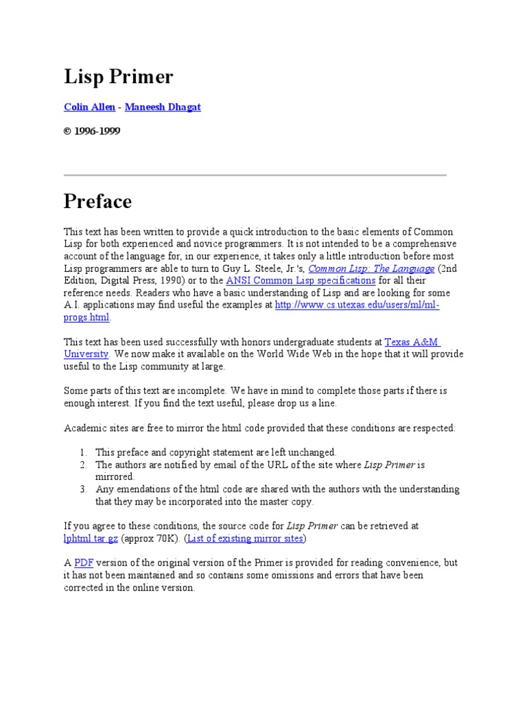 Lisp Primer Pdf Variable Computer Science Parameter Computer 7533