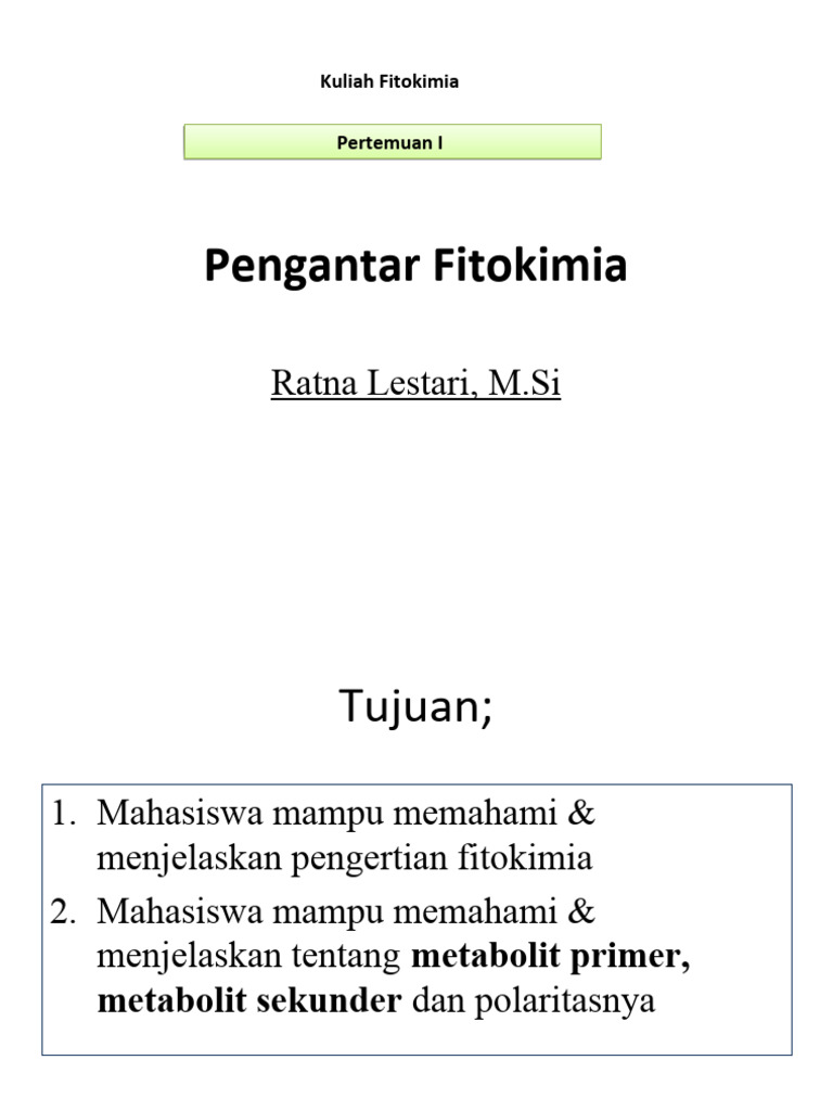 Pertemuan 1 - Pengantar Fitokimia | PDF