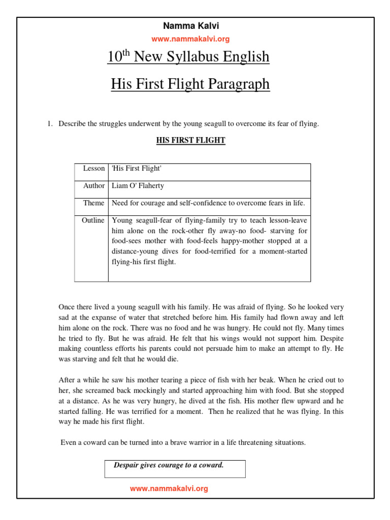 Namma Kalvi 10th English Unit 1 Prose Paragraph Study Material | PDF
