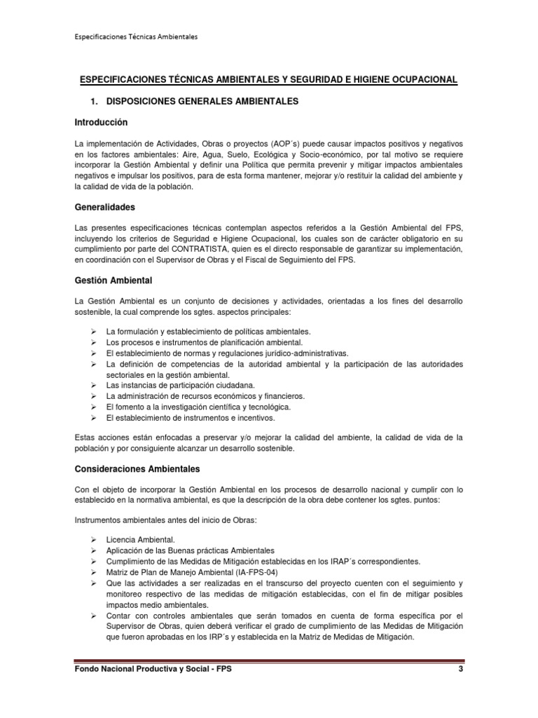 Especificaciones Técnicas | PDF | Residuos | Vertedero