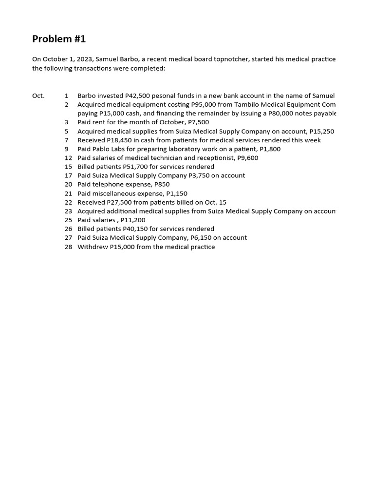 SAMPLE PROBLEMS With SOLUTION Transaction Analysis and Journal Entries ...