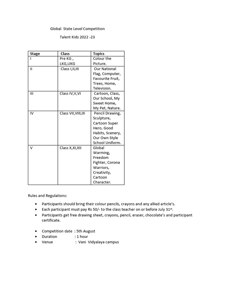 Competition Circular | PDF