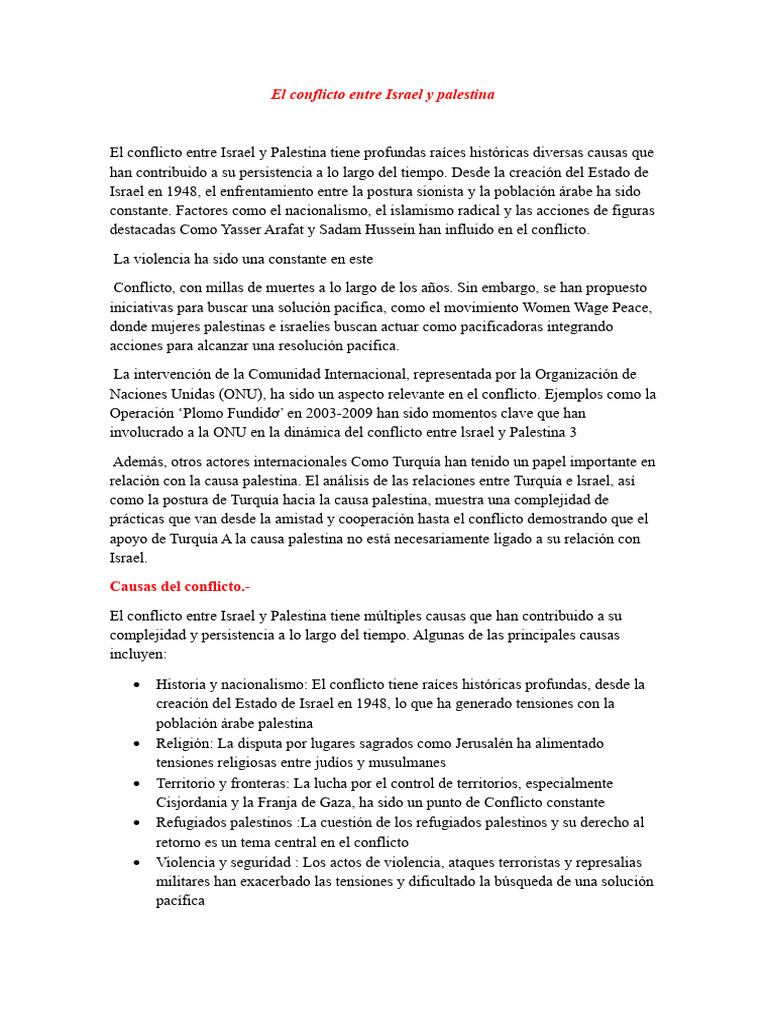 Trabajo Israel y Palestina | PDF | Estado de Palestina | Política mundial