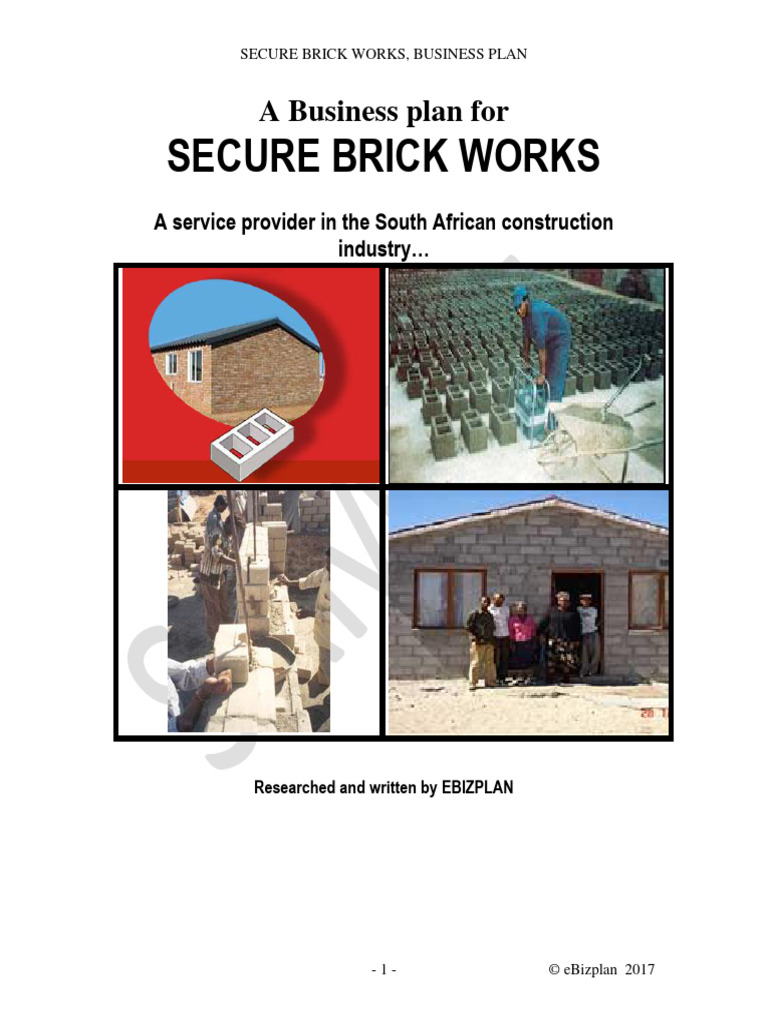 Business Plan For Secure Brick Works Sample | PDF