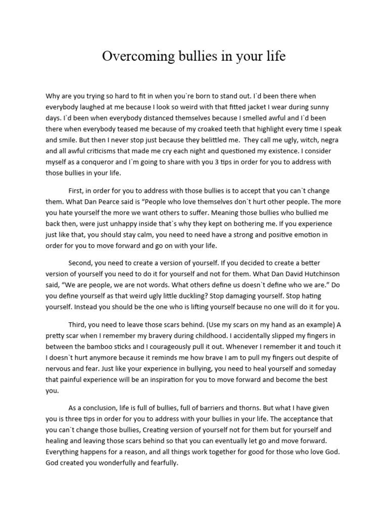 Overcoming Bullies in Your Life | PDF | Self-Improvement