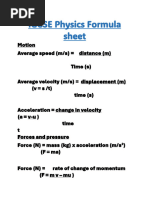 CIE IGCSE Physics Formula Sheet | PDF | Inductor | Transformer