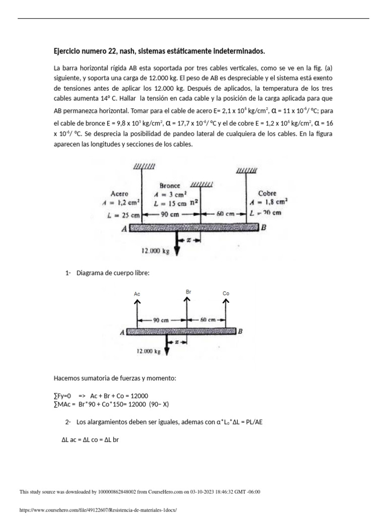 Resistencia de Materiales 1 | PDF | Mecanica clasica | Física Aplicada e Interdisciplinaria