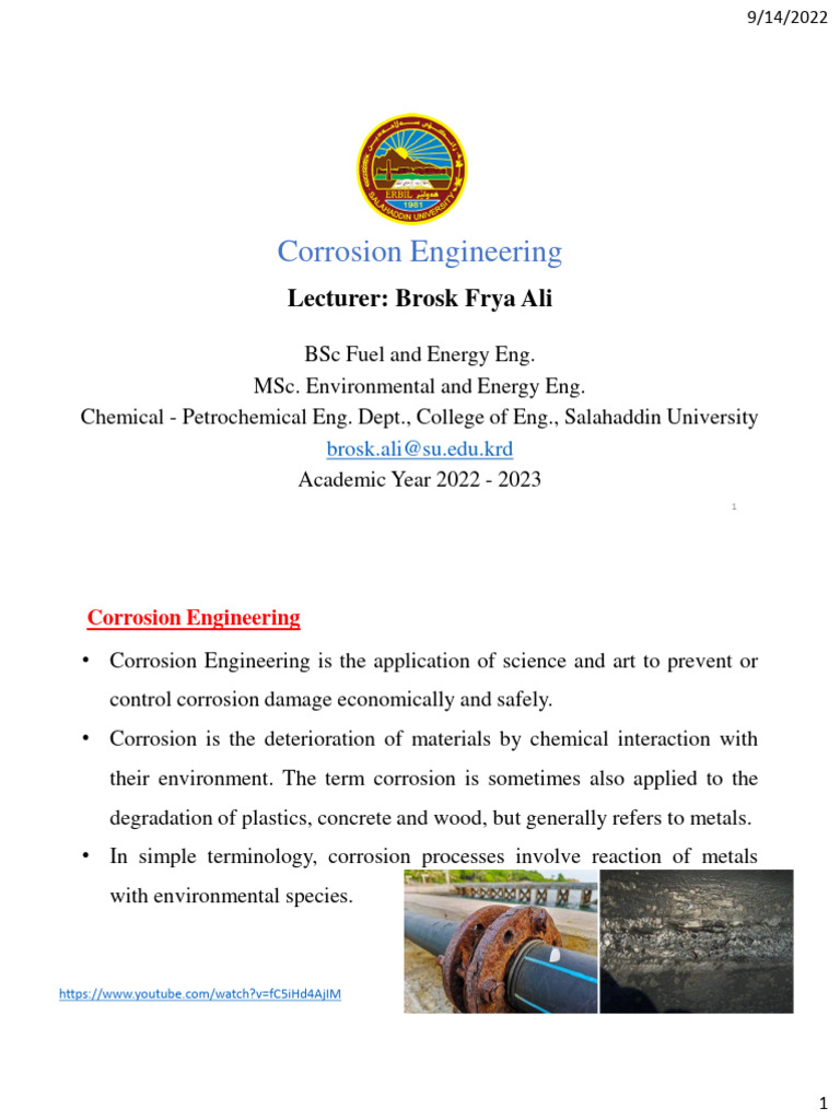 Corrosion Eng. Lec1 | PDF | Corrosion | Materials