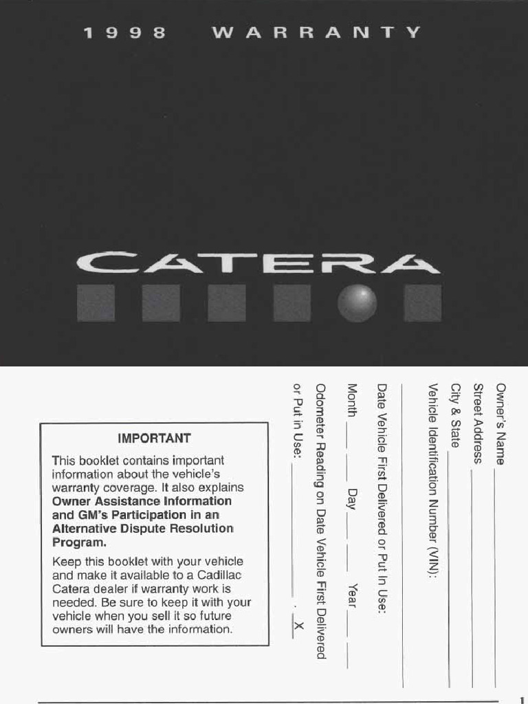 1998 Cadillac Catera | PDF | Throttle | Diesel Engine