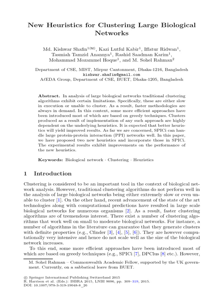 2.new Heuristics For Clustering Large Biol | PDF | Vertex (Graph Theory) | Cluster Analysis
