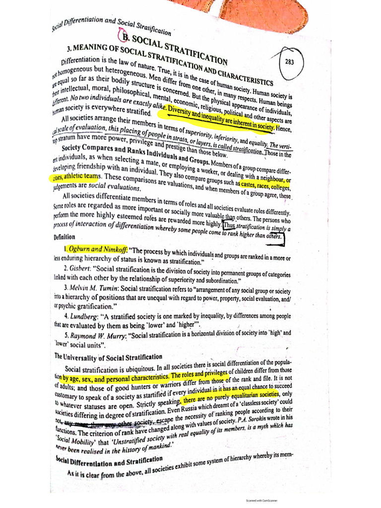 Social Stratification From Book | PDF