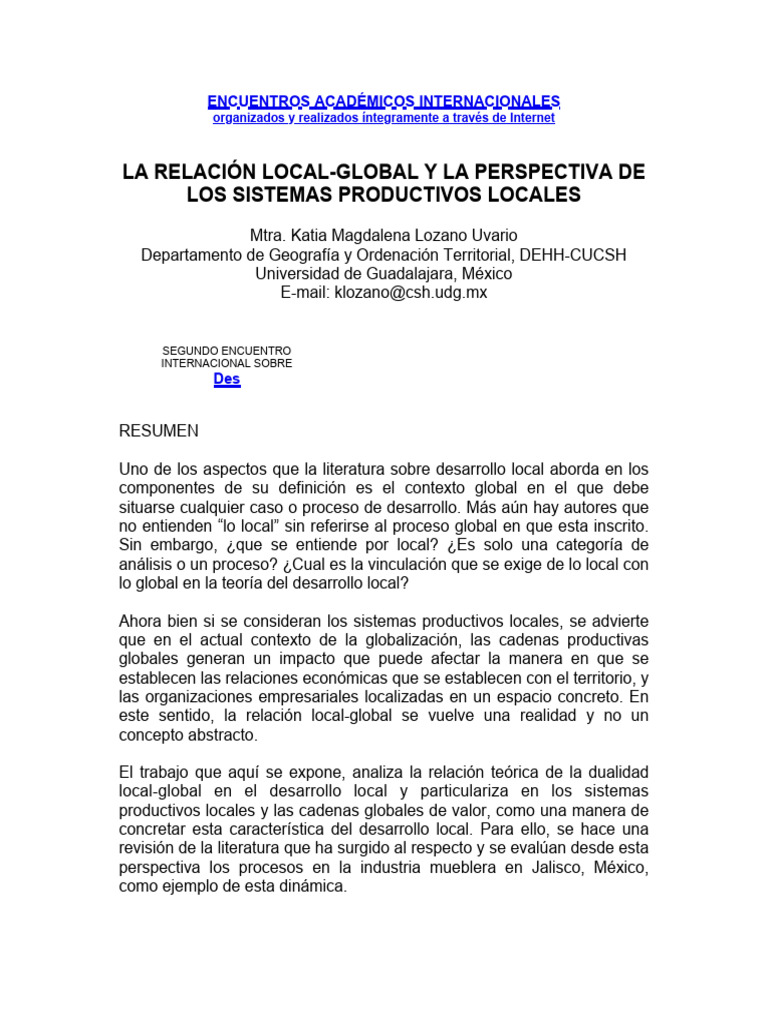 5 La Relaciã - N Local-Global y La Perspectiva de Los Sistemas ...