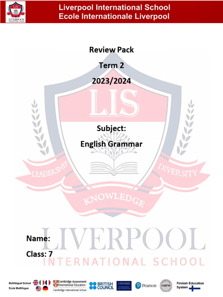 Revision Grammar Year 7 Model Answer | PDF | Adverb | Adjective