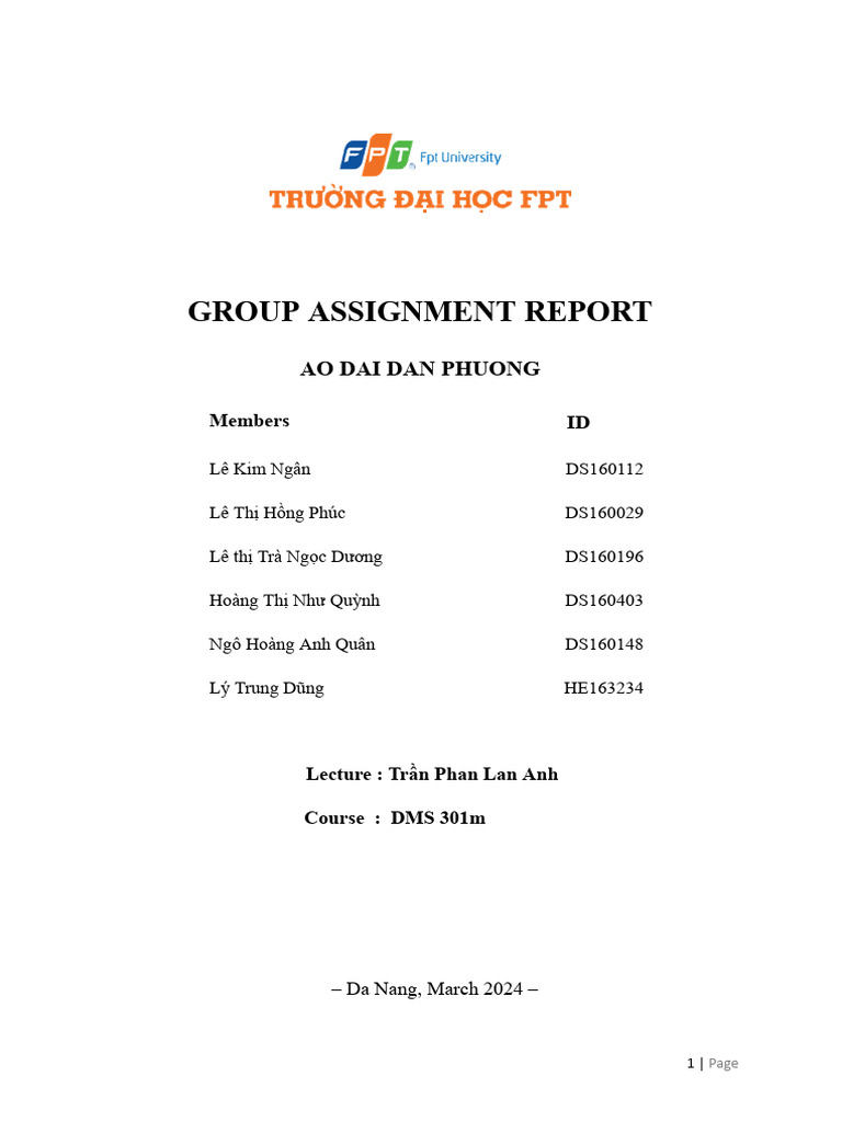 DMS301m - Group Assignment 3 - TEAM 1 - 2 | PDF