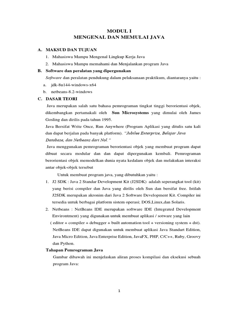 Modul 1 (Praktikum Pemrograman Berorientasi Objek - TI) | PDF