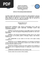 Barangay Resolution Sample | PDF | Government