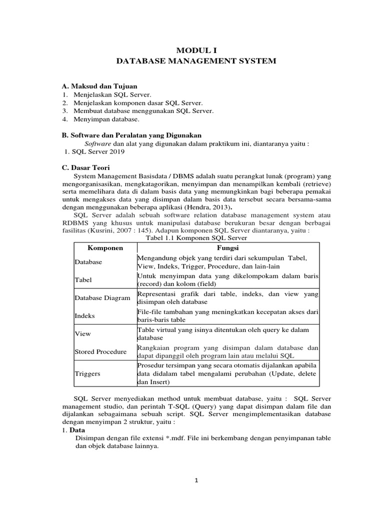 Modul 1 (Praktikum Sistem Dan Teknologi Basis Data - TI) | PDF Modul 1 (Praktikum Sistem Dan Teknologi Basis Data - TI) | PDF