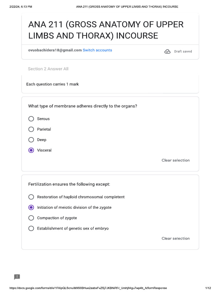 Ana211 Questions | PDF