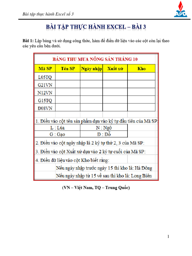 Bai 3 - Excel | PDF