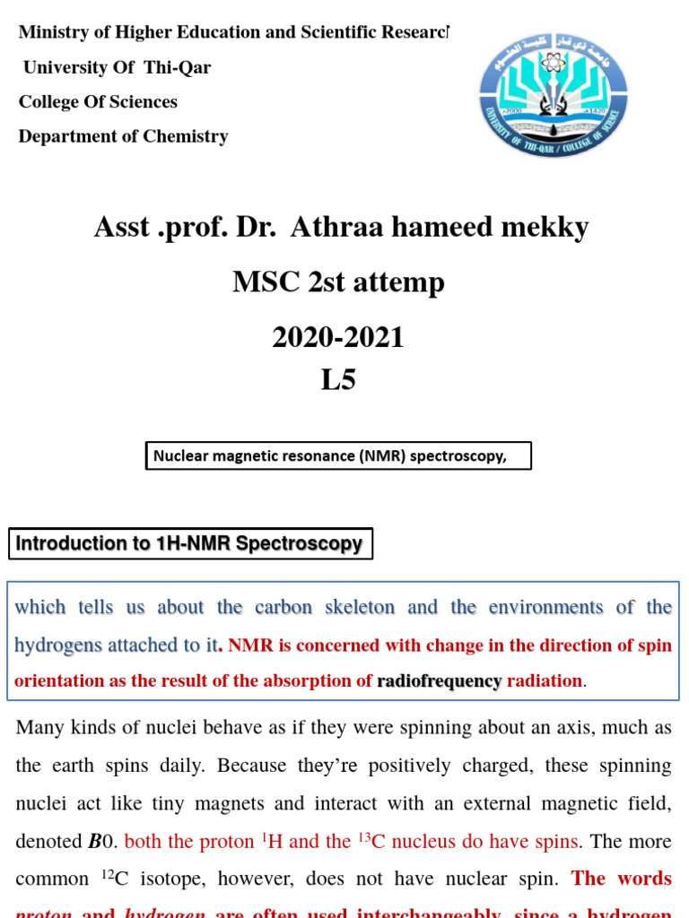 H NMR | PDF | Nuclear Magnetic Resonance | Nuclear Magnetic Resonance ...