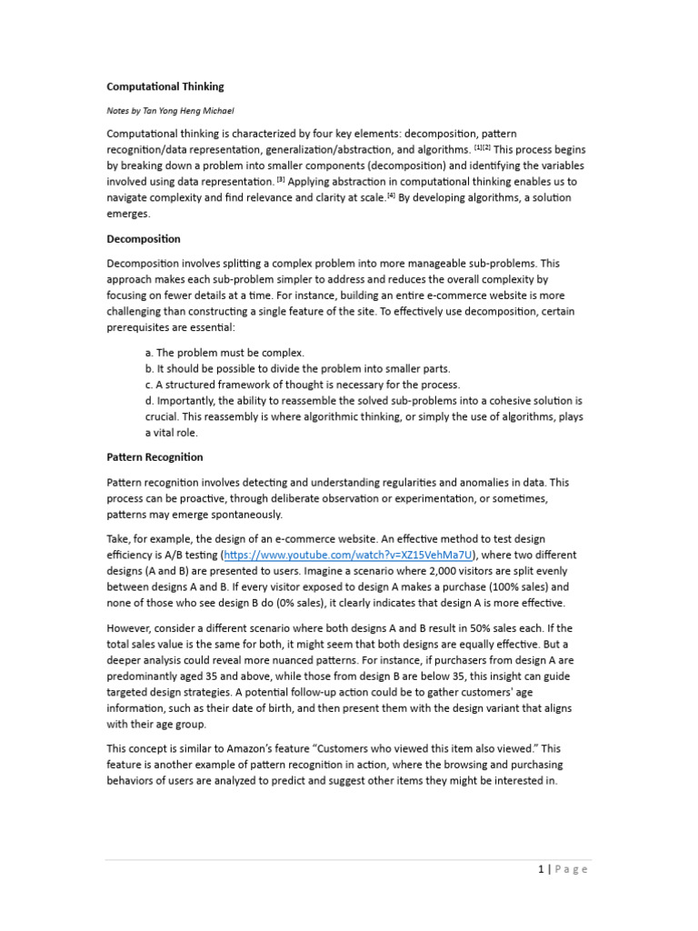 Computational Thinking Notes | PDF | Software Testing | Thought Computational Thinking Notes | PDF | Software Testing | Thought