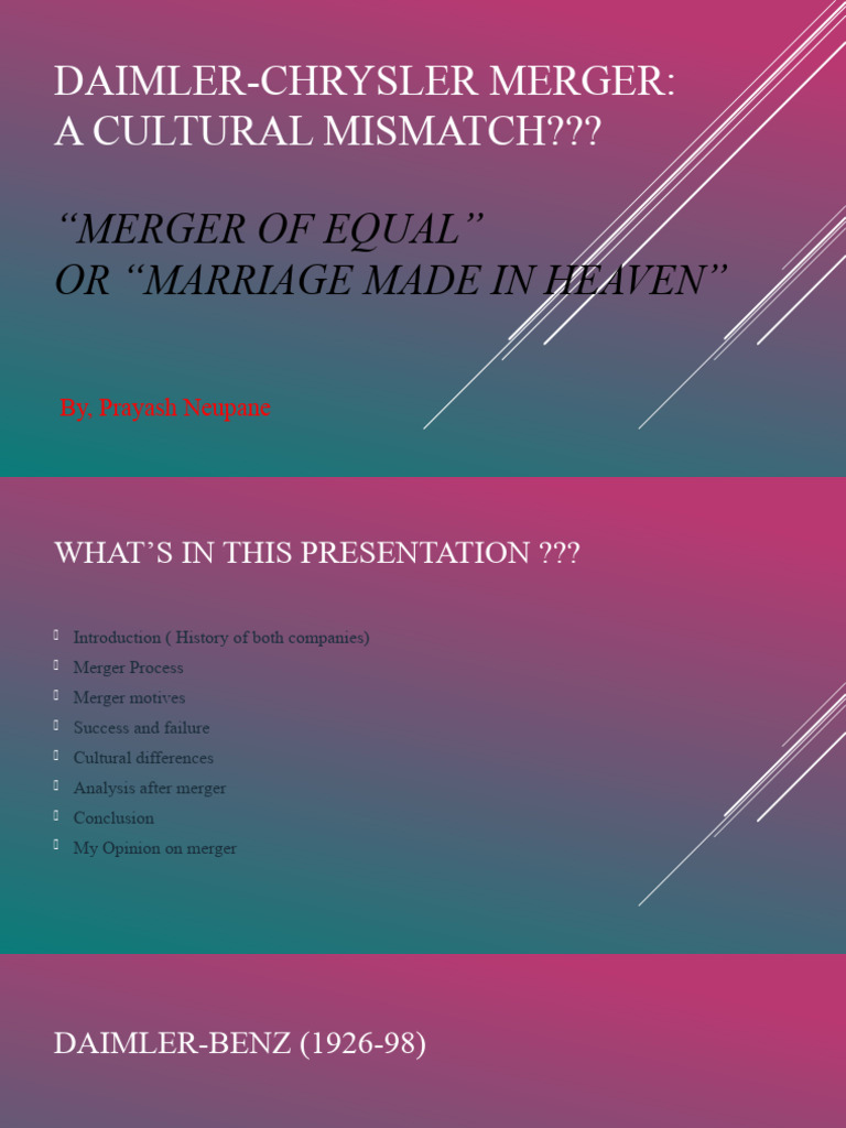 Daimler-Chrysler Merger: A Cultural Clash | PDF | Business Economics ...