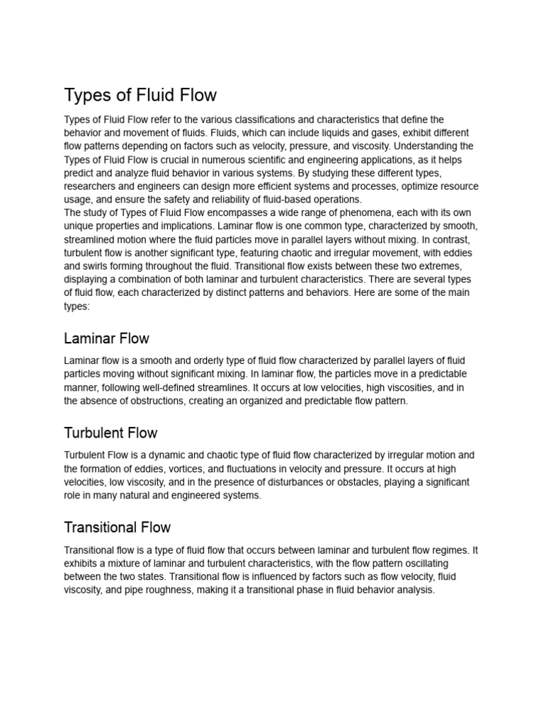 Understanding Fluid Flow Types | PDF | Fluid Dynamics | Laminar Flow