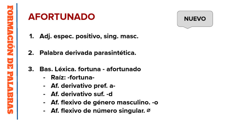 Significado y formación de "afortunado" | PDF | Artes del Lenguaje y ...