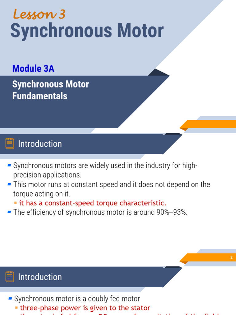 Lesson 3A - Synchronous Motor Fundamentals | PDF | Electric Motor ...