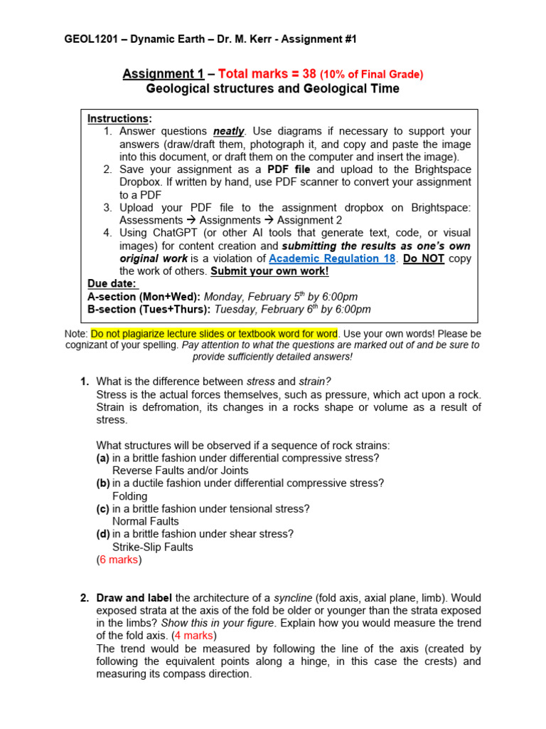 GEOL1201 Assignment 1 | PDF | Fault (Geology) | Rock (Geology)