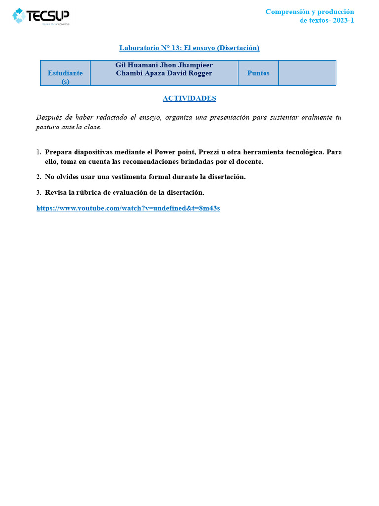 L13 - ENSAYO - DISERTACIÓN Exposición | PDF