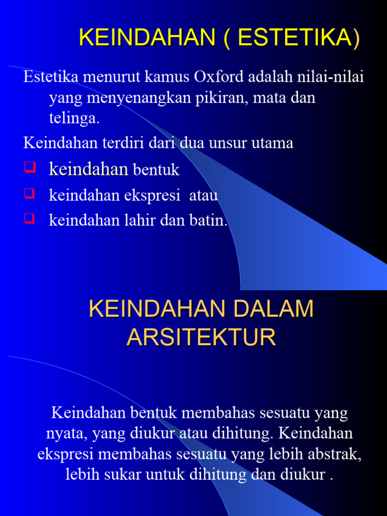 Estetika Dalam Arsitektur (Unity) | PDF